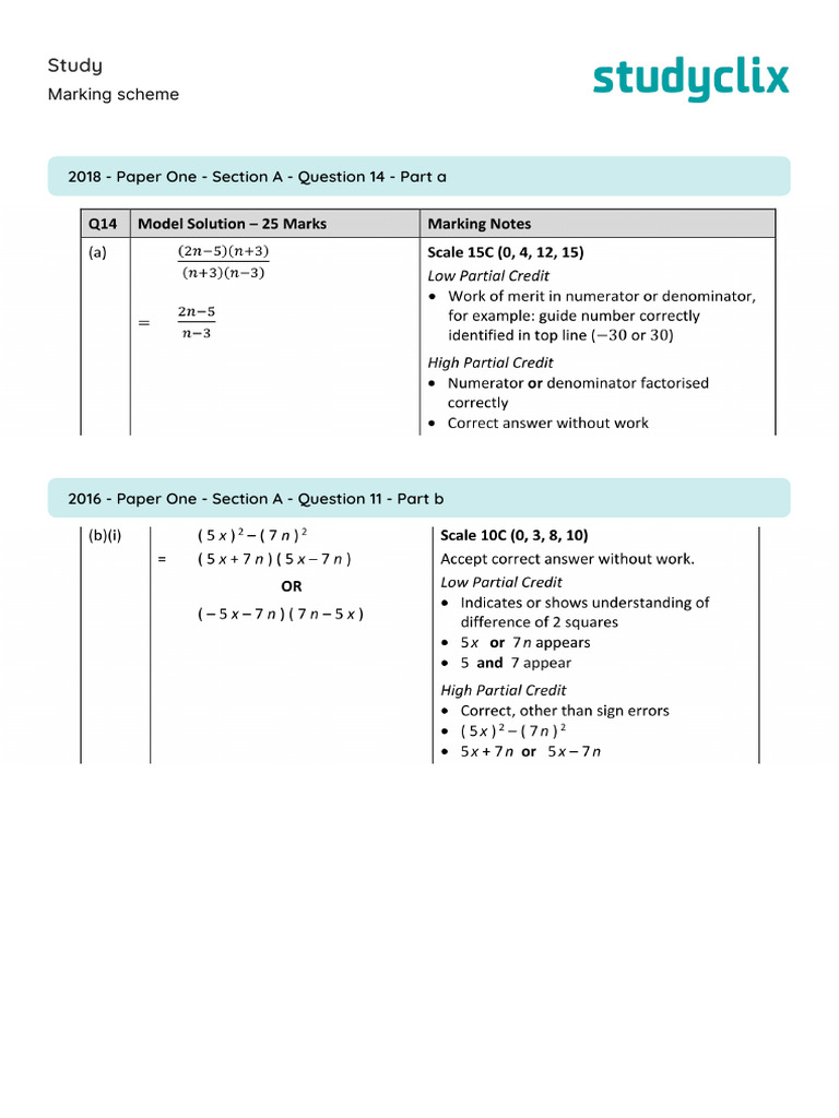 Study Marking Scheme | PDF