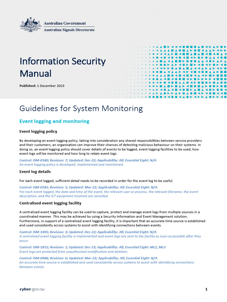 ISM - Guidelines For System Monitoring (December 2023) | PDF | Computer ...