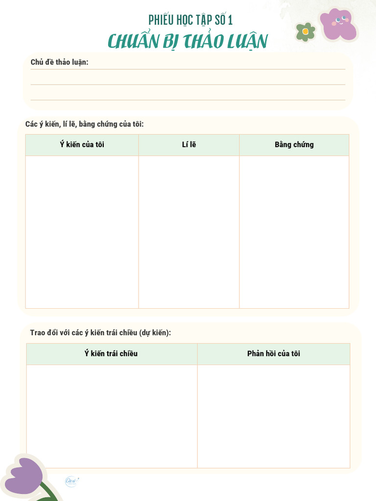 Nói và nghe - PHT 01 - Chuẩn bị thảo luận | PDF