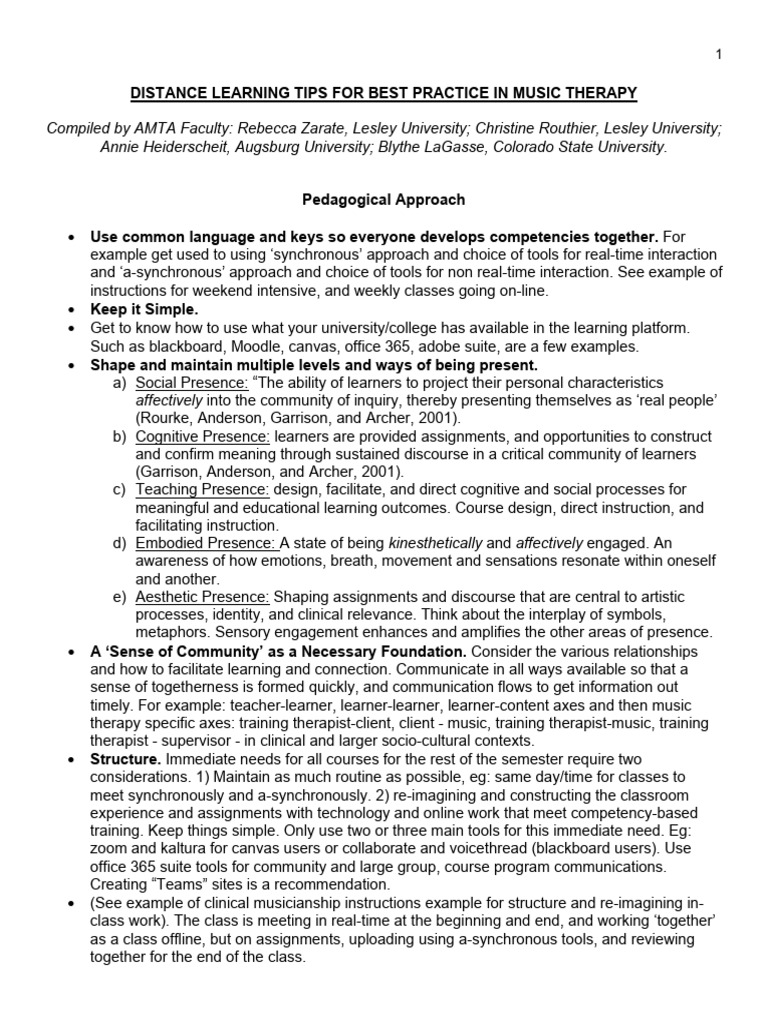 Distance Learning Tips and Best Practices | PDF