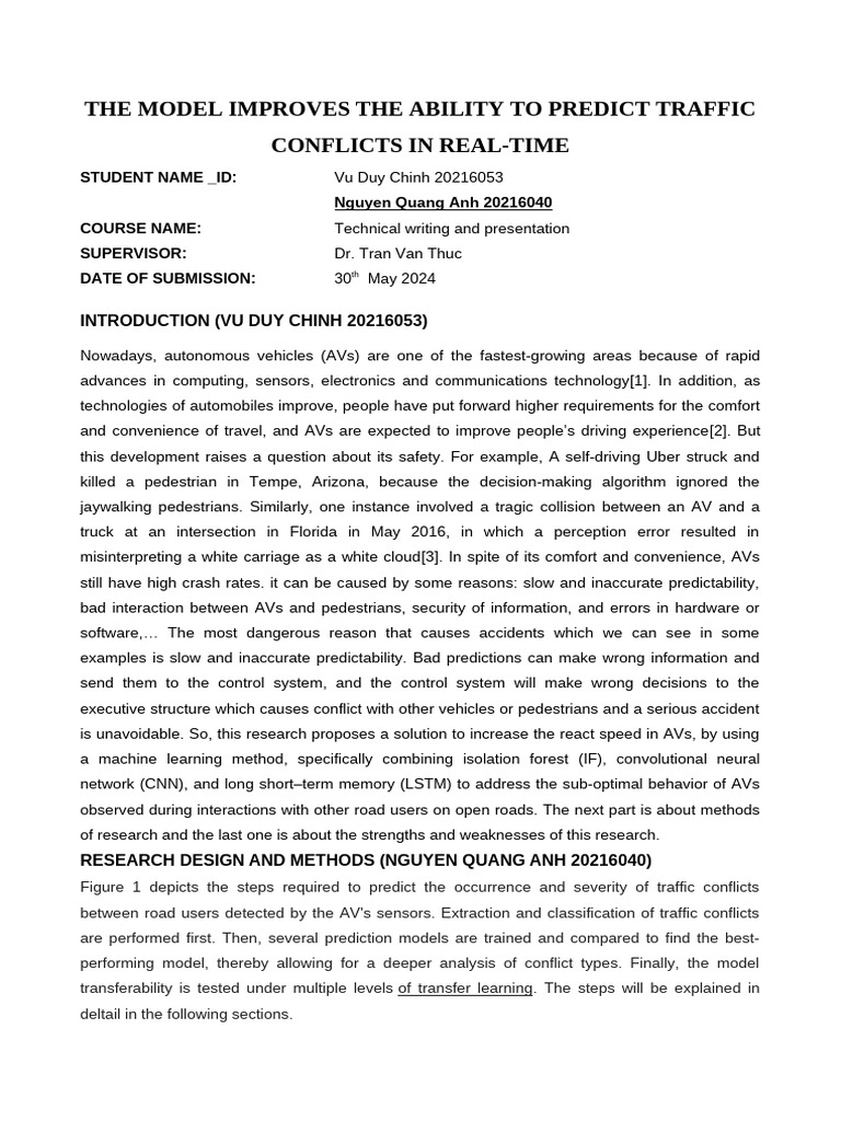 The model improves the ability to predict traffic conflicts in real | PDF