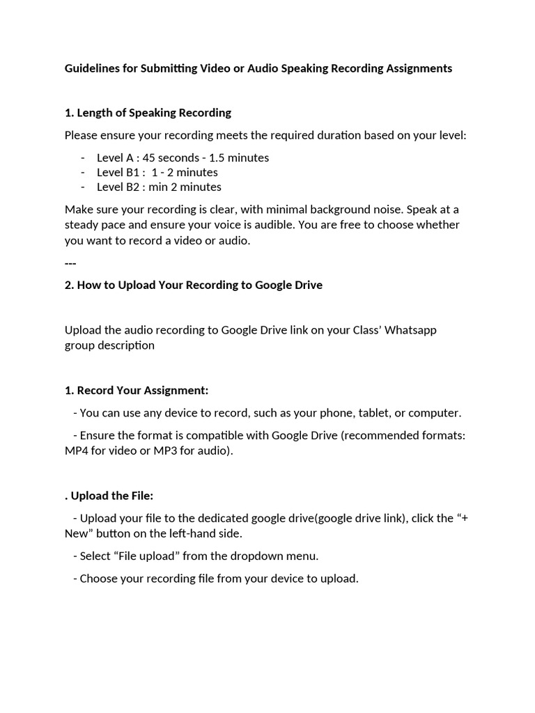 A1 Speaking Guidelines & Scoring Rubric | PDF