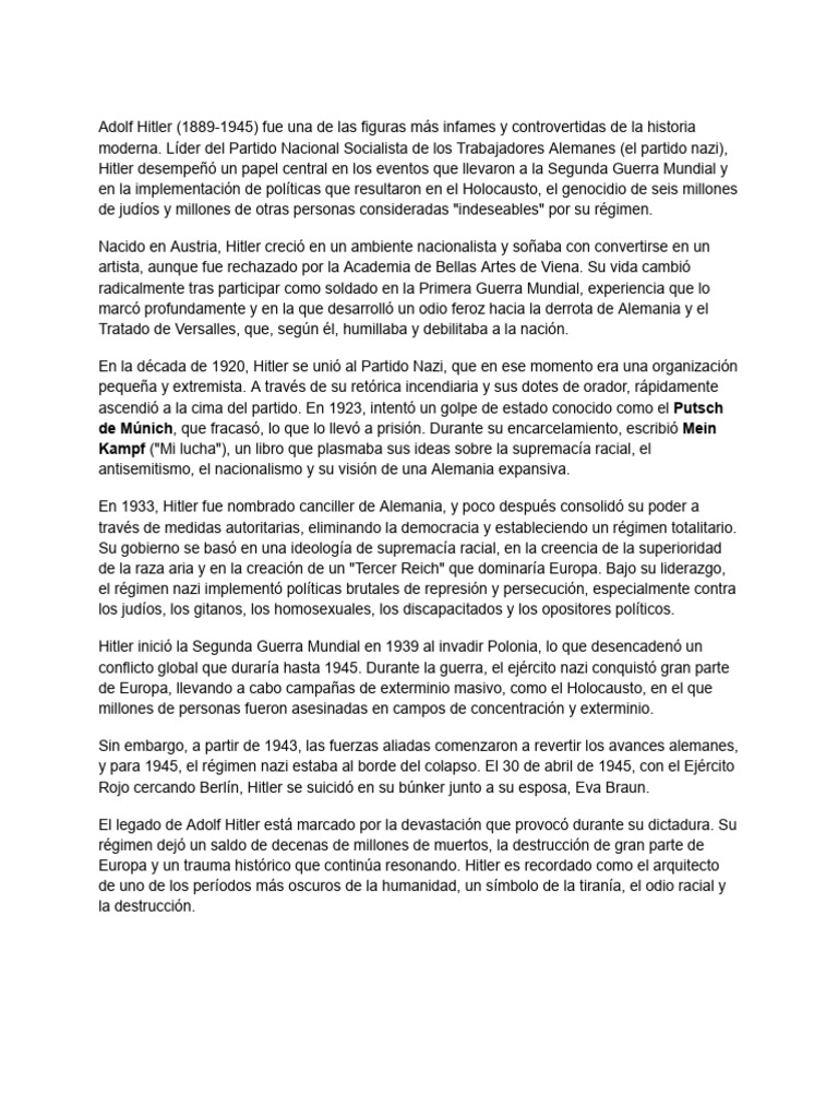 Hitler | PDF | Alemania nazi | Historia