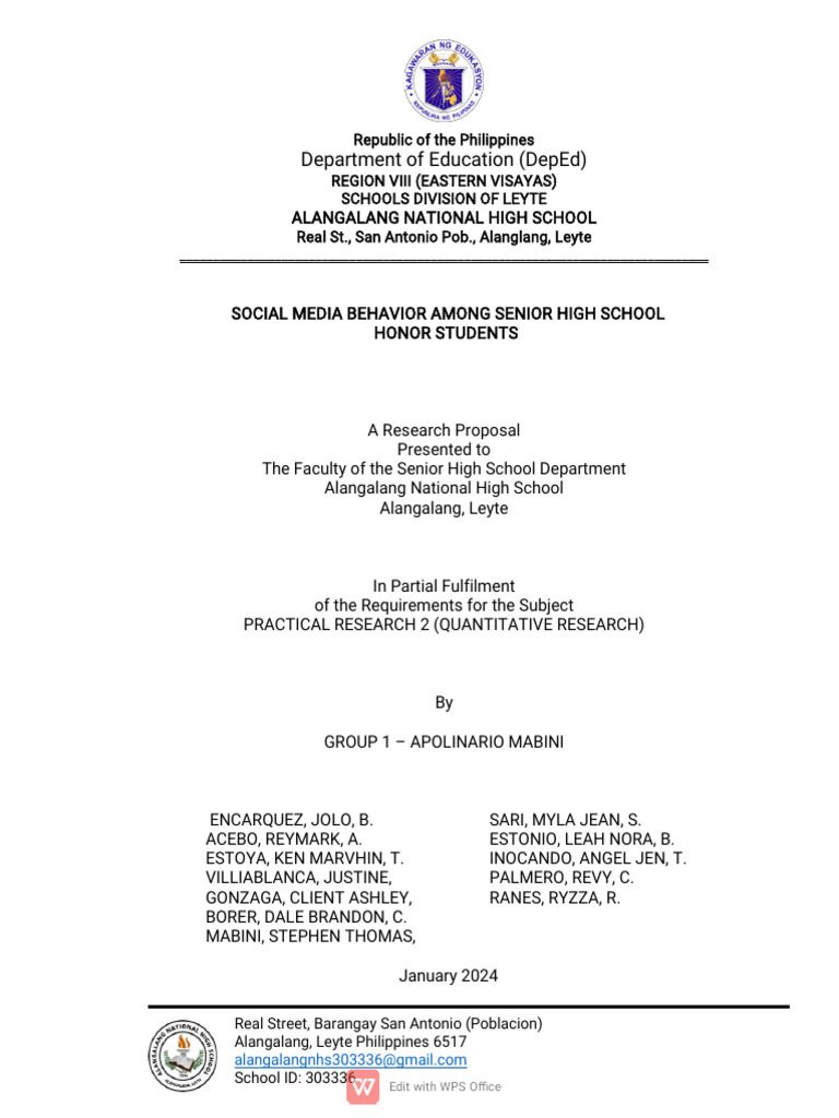 Chapter 1 3 Draft Proposal Paper | PDF | Social Media | Wellness