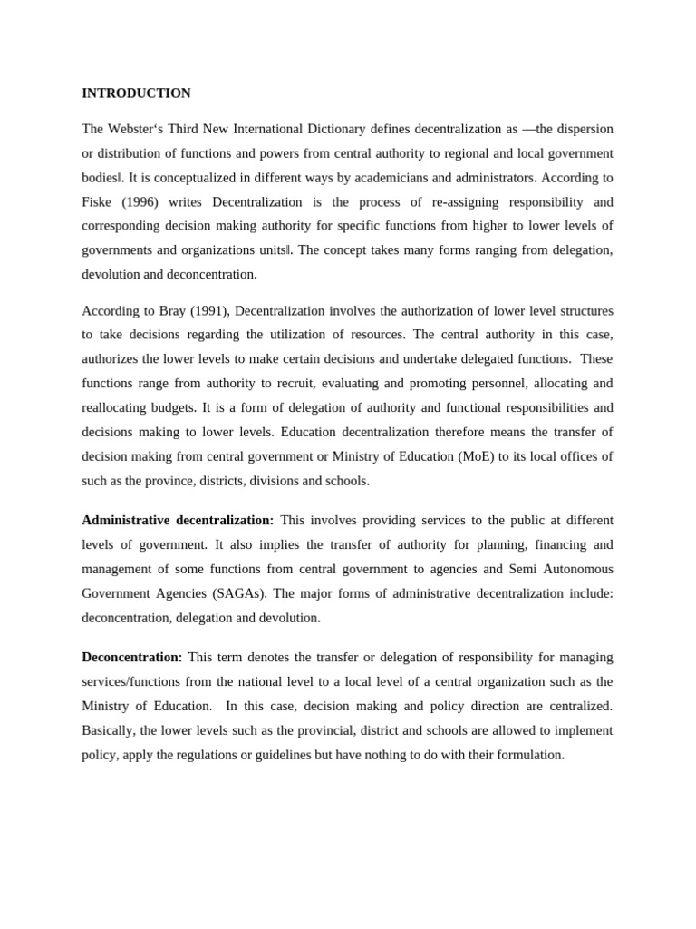 MAEd Decentralisation | PDF