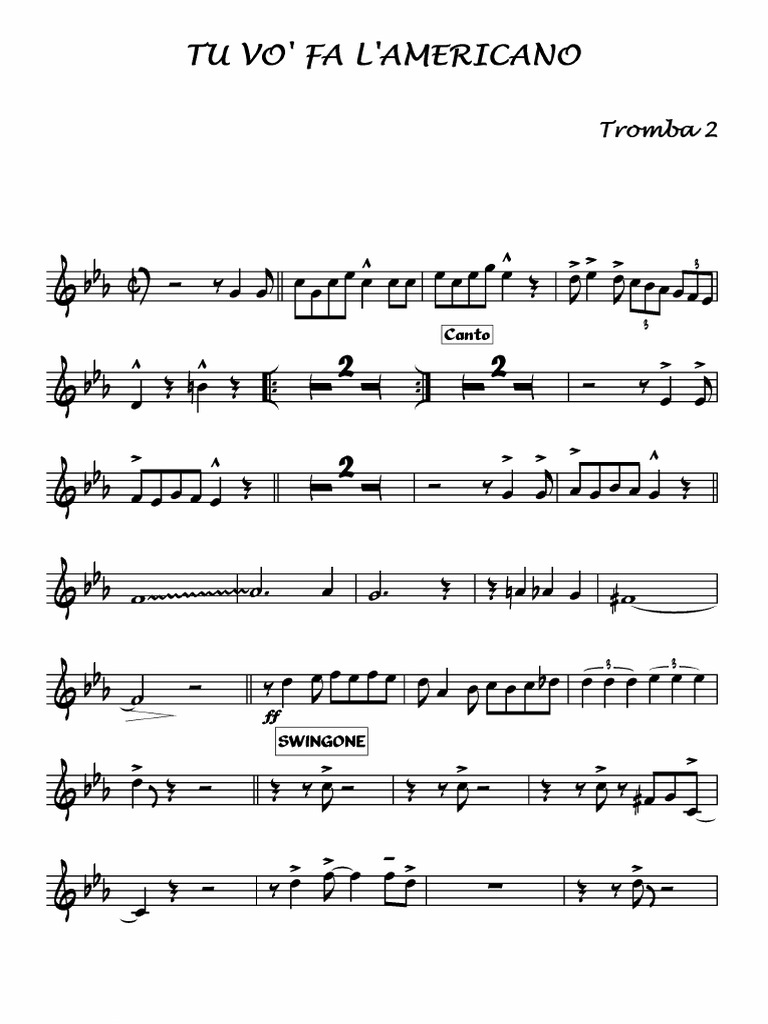 Tu Vo Fa L'americano - Tromba 2 | PDF
