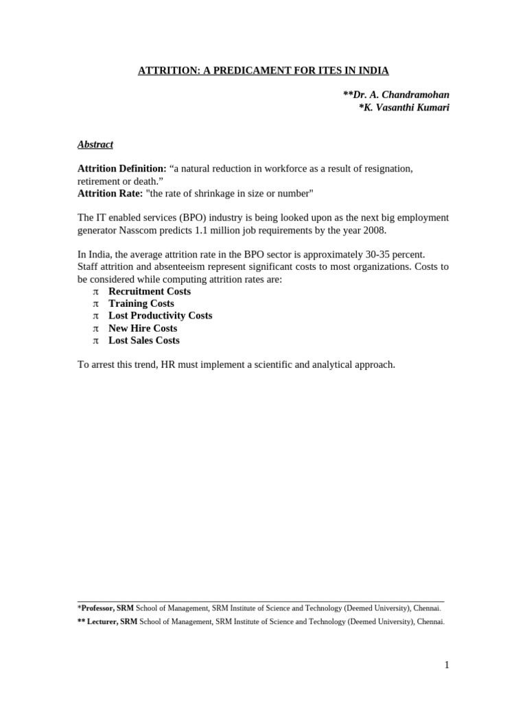 High Attrition Rate - LIBA | PDF | Outsourcing | Employment