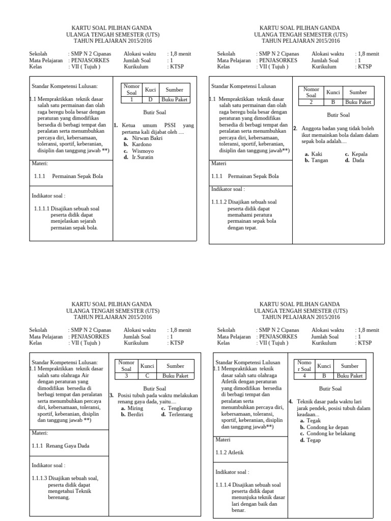 Karso Ulangan Tengah Semester 7 Genap | PDF