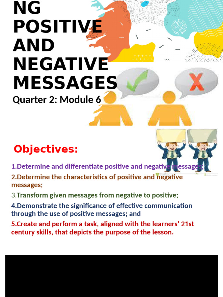 Cot 1 2022-2023 - QTR 2 Module 6 - Positive and Negative Messages | PDF | Communication | Self ...