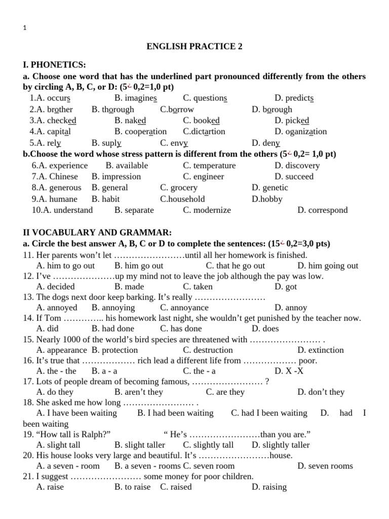 English Practice 2 | PDF