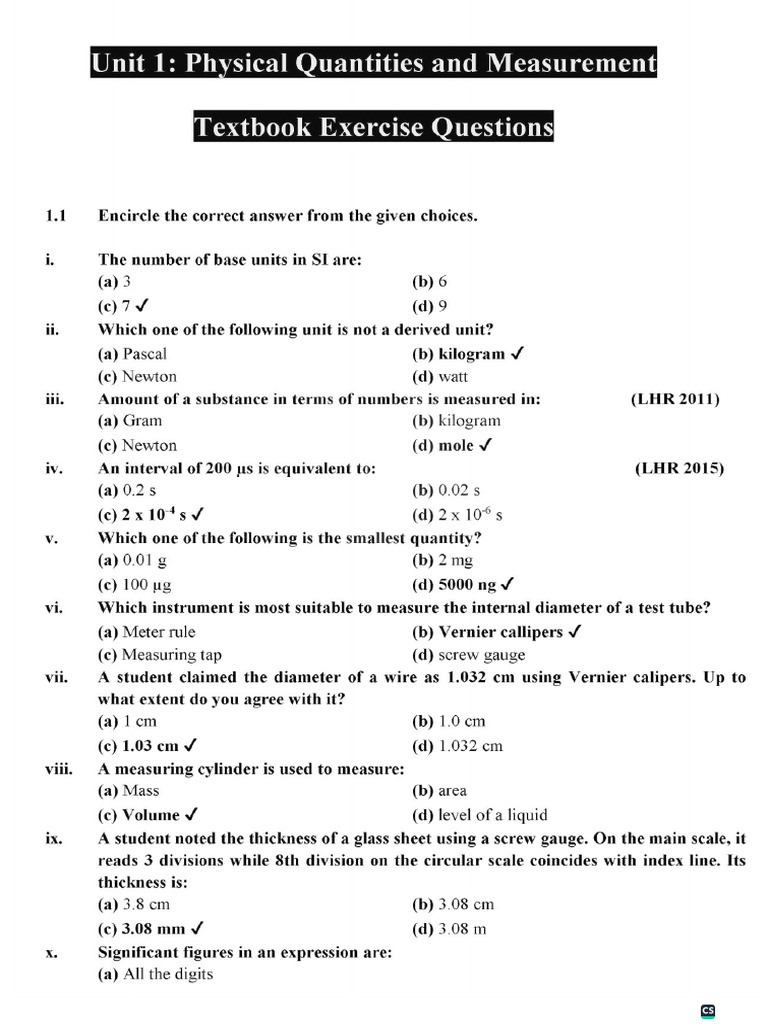 9th Physics Exercise Notes | PDF