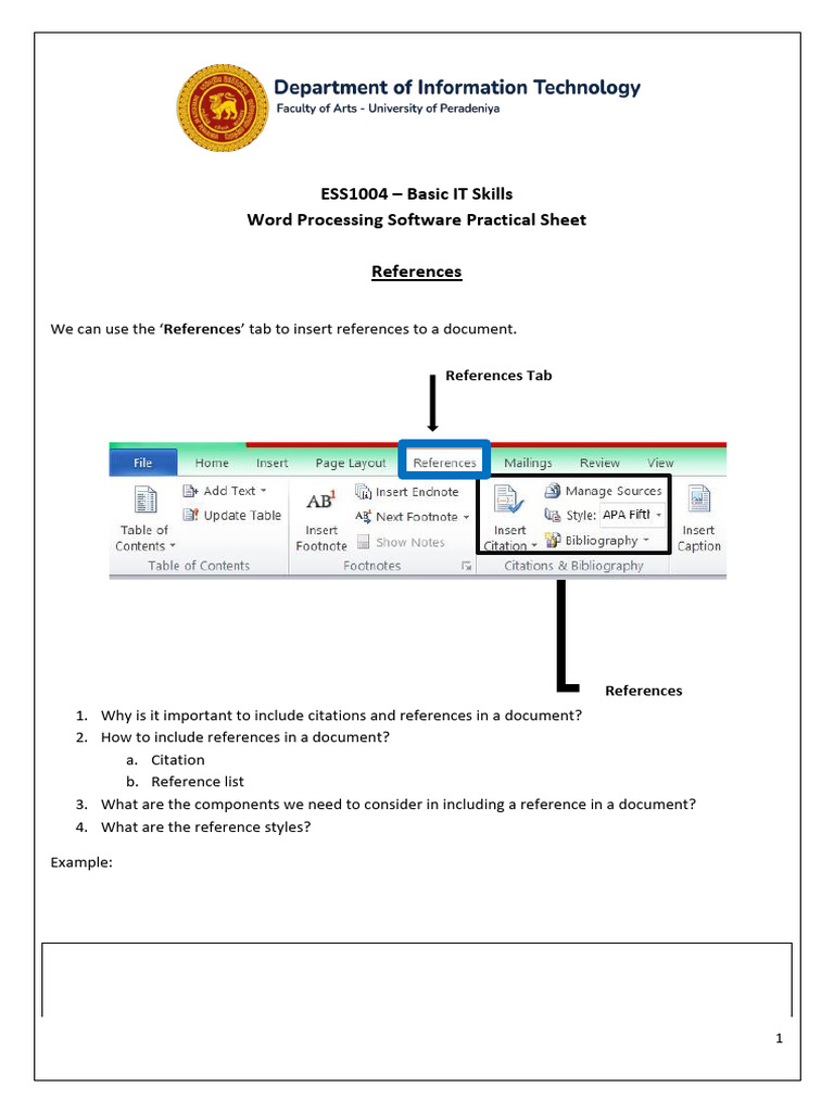 Practical WorkSheet - Reference | PDF
