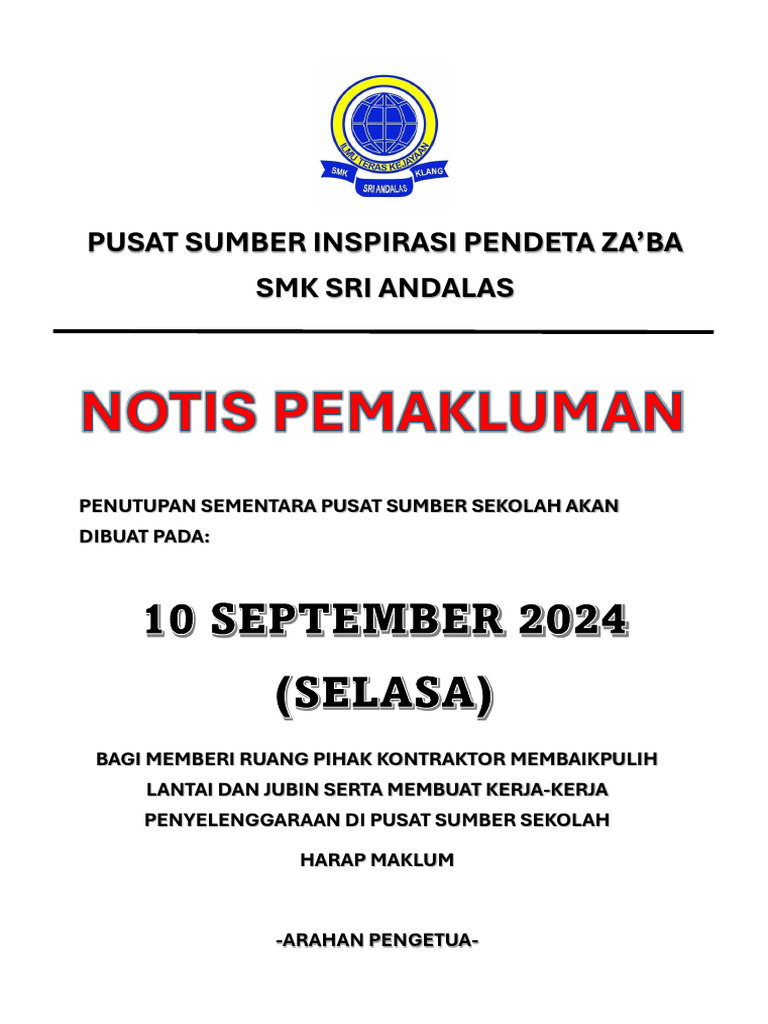 Notis Penutupan PSS | PDF