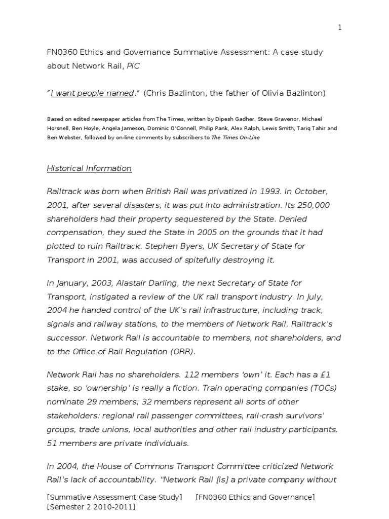 Fn0360 Ethics and Governance Summative Assessment: A Case Study About ...