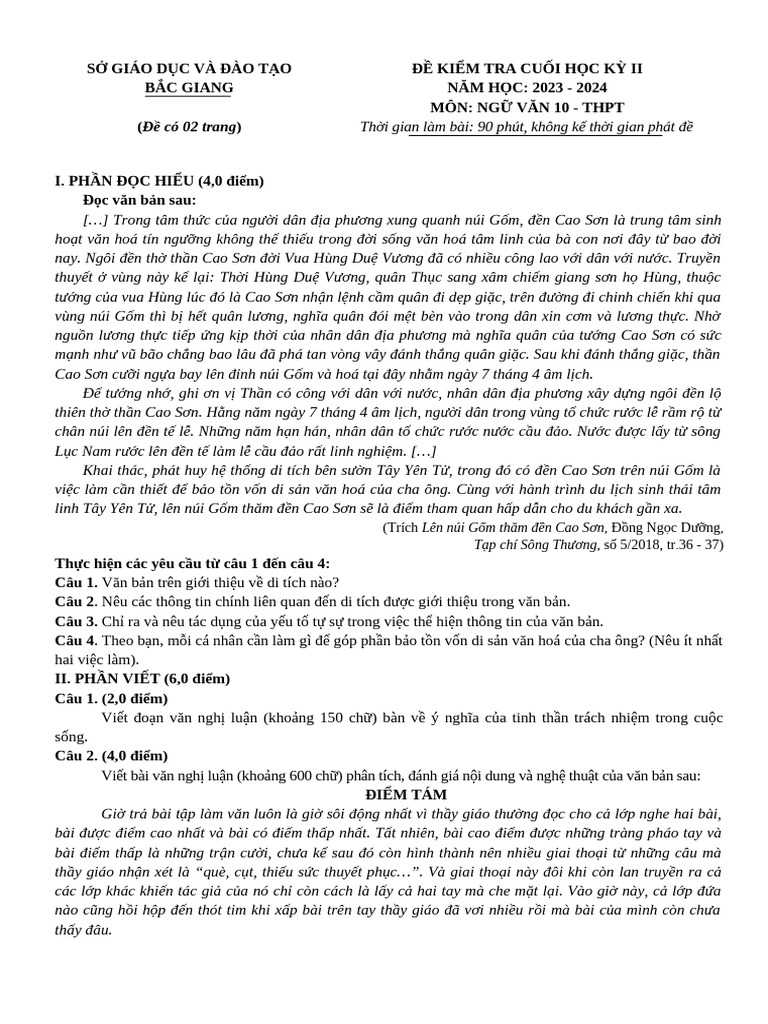 1. ĐỀ 10 - KÌ II (THPT) | PDF