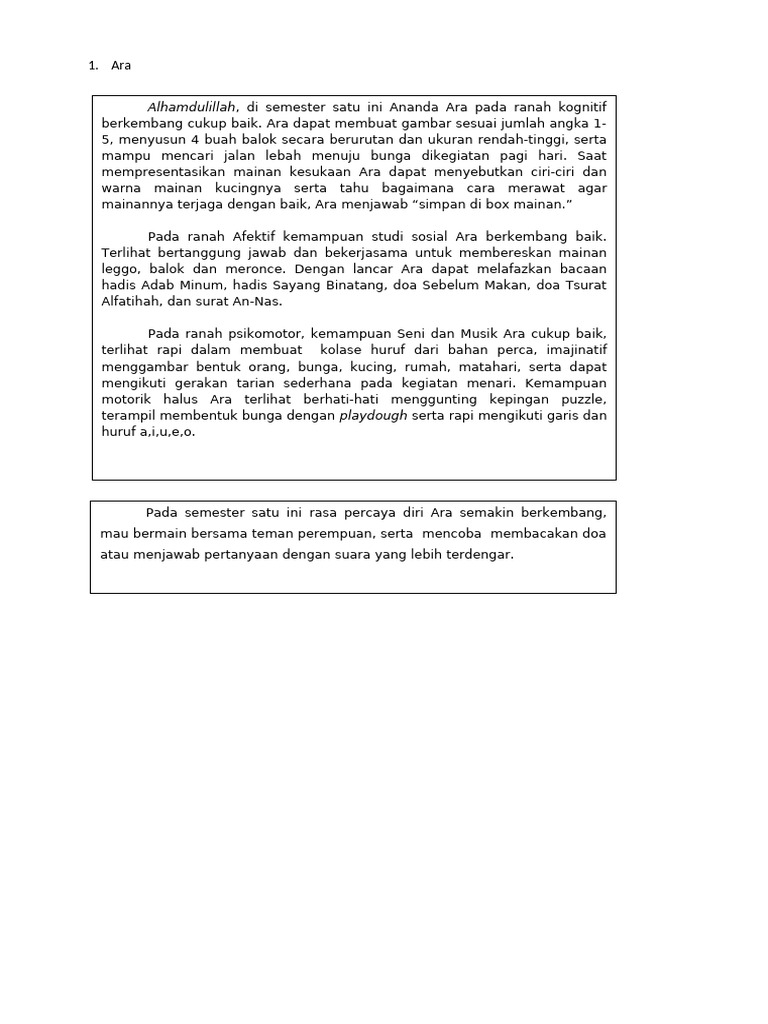 Narasi Rapot 1 2022 | PDF