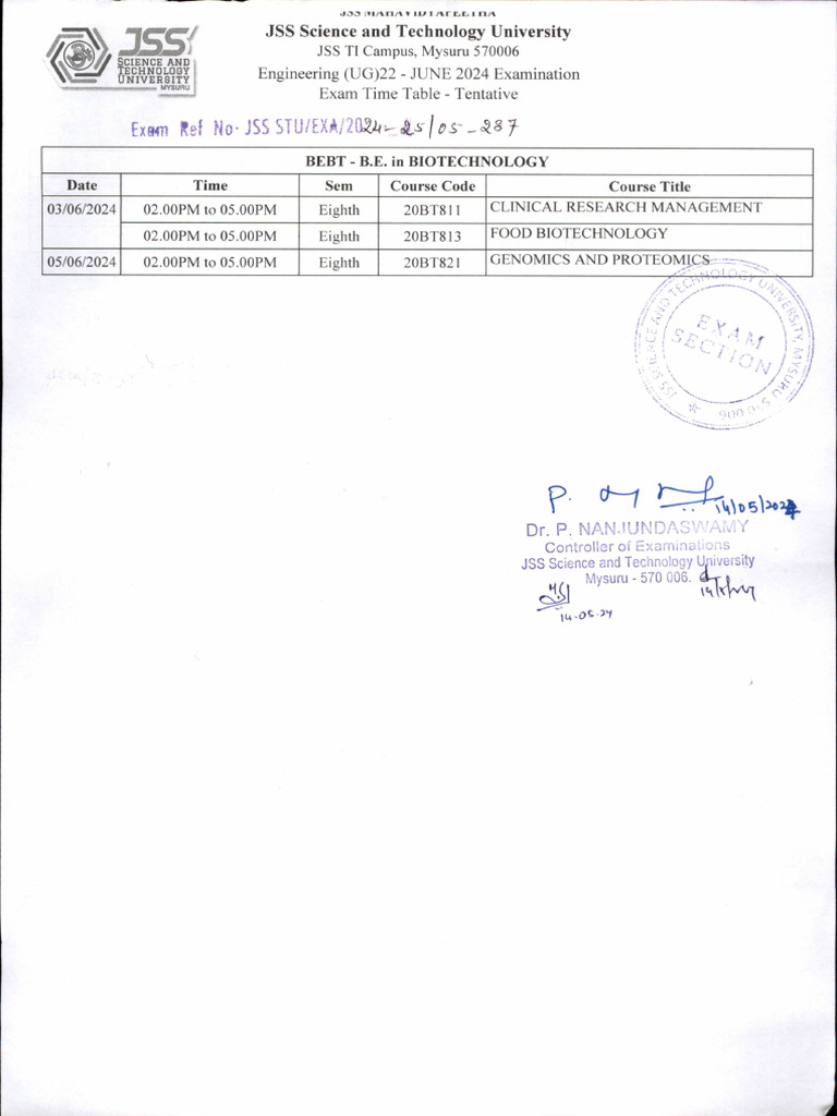 Tentative Time Table VIII Sem BE Regular Repeaters | PDF