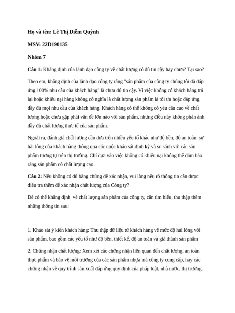 bài tập qtcl 1 | PDF