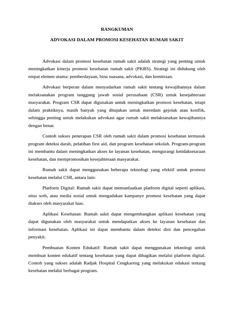 Rangkuman Penyuluhan RS | PDF