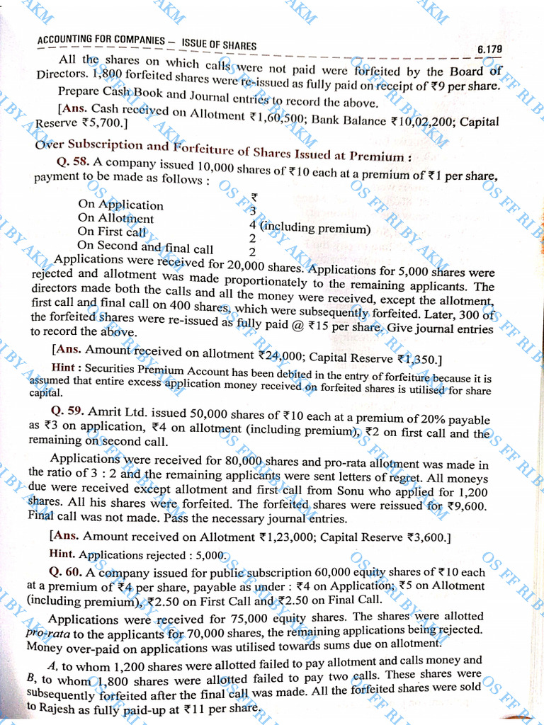 Issue of Shares Class 12 Commerce. | PDF