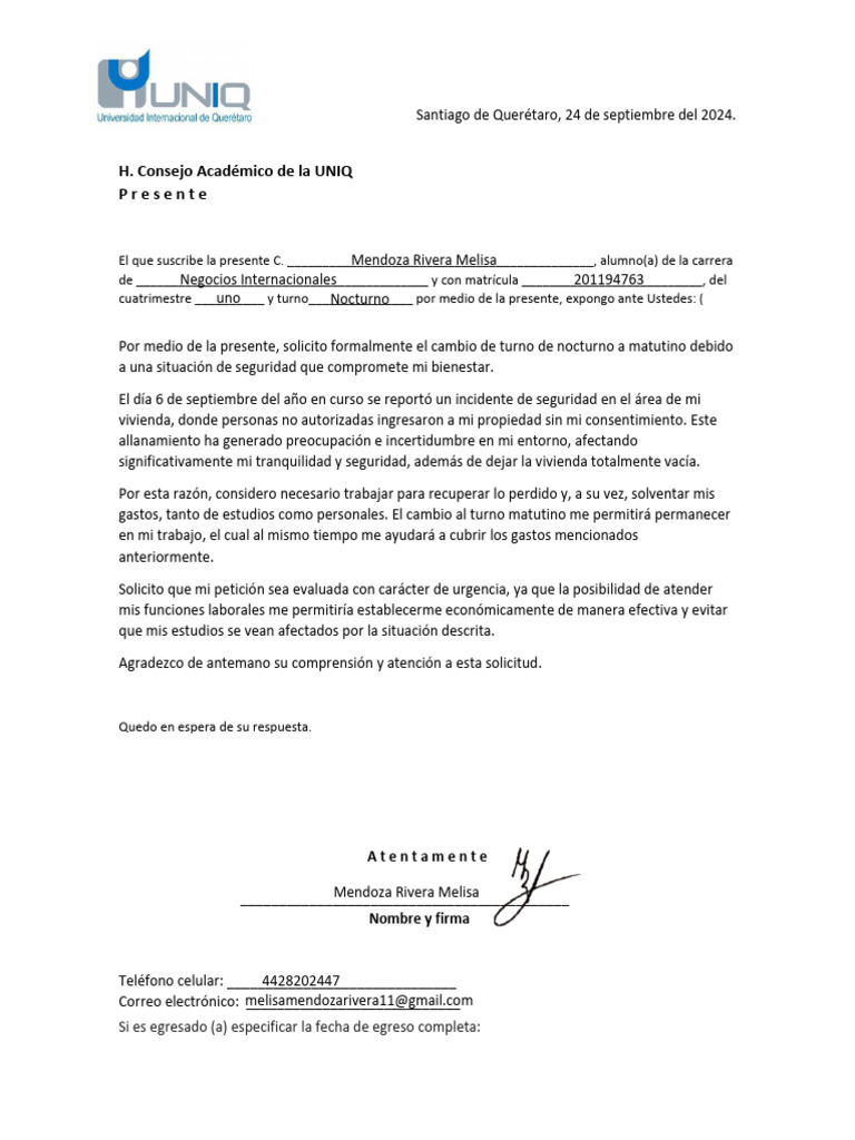 FORMATO DE SOLICITUD A CONSEJO ACADÃ_MICO | PDF