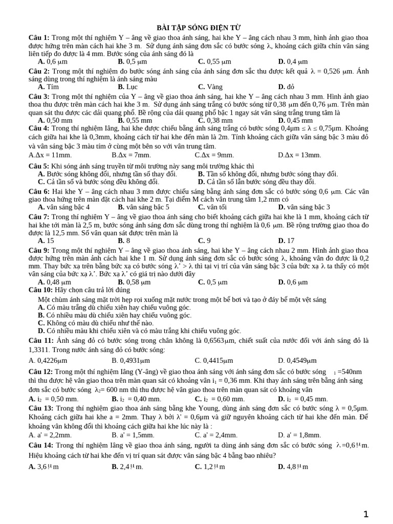 BTTN Song Dien Tu | PDF