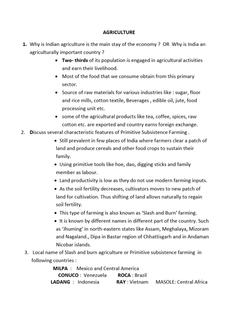 AGRICULTURE Notes | PDF