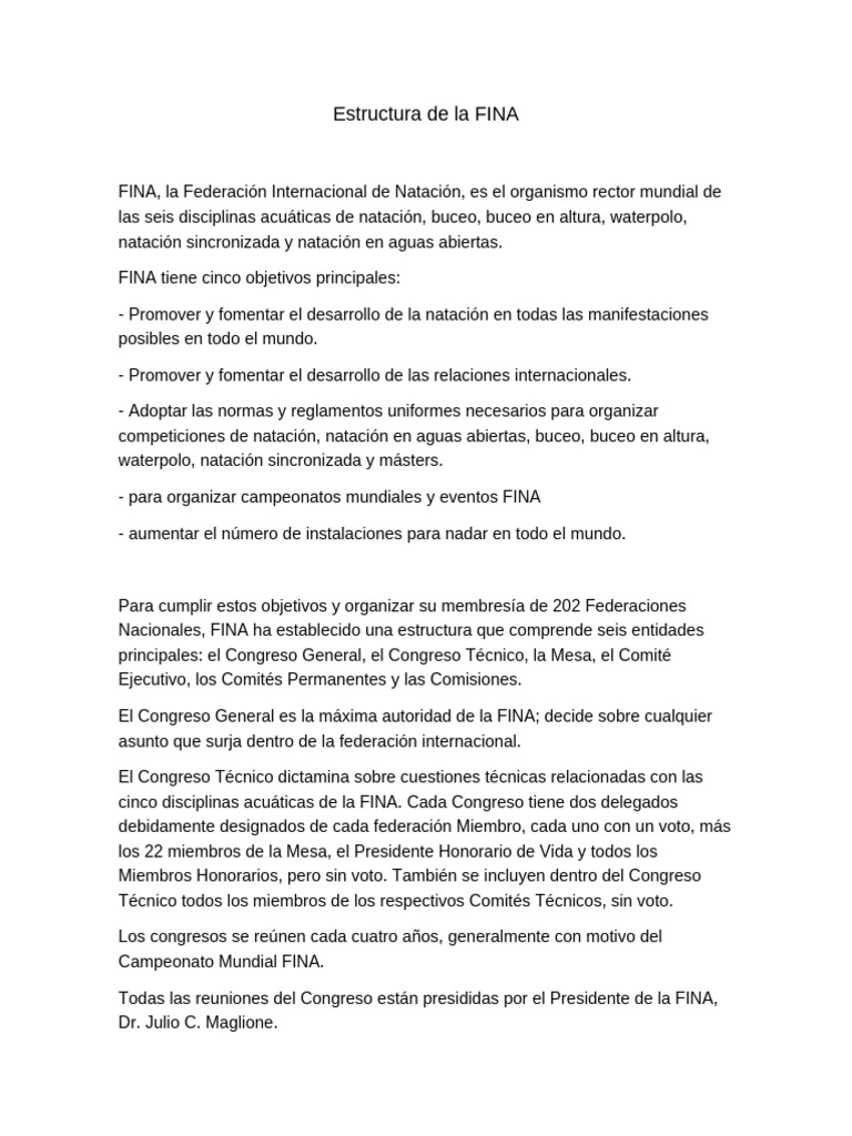 Estructura de la FINA | PDF