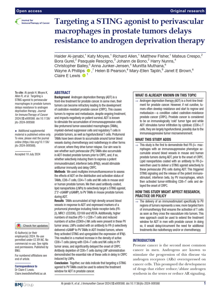 Adt I Androgen Deprivation Therapy | PDF | Prostate Cancer | Interferon