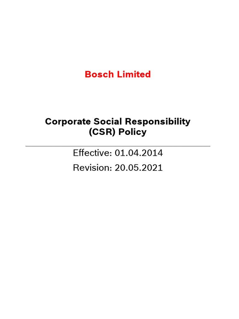 Csr Policy | PDF