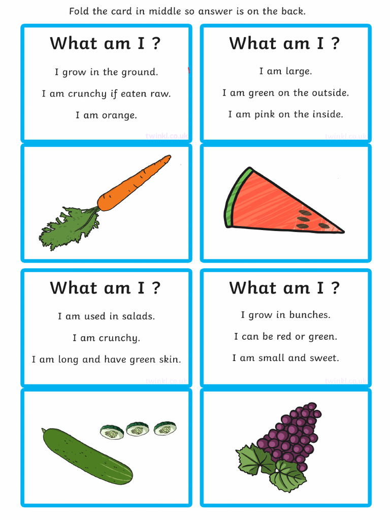Fruit and Vegetables Guessing Game | PDF