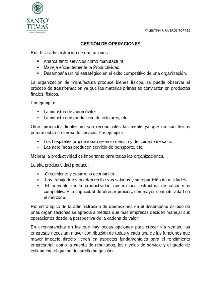1.1 Resumen Gestióndeoperaciones VFRT | PDF