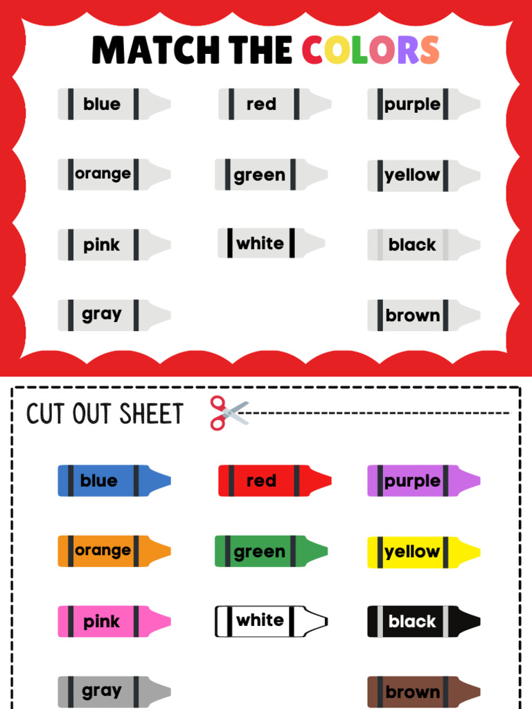 Crayons Colors Match Worksheet | PDF