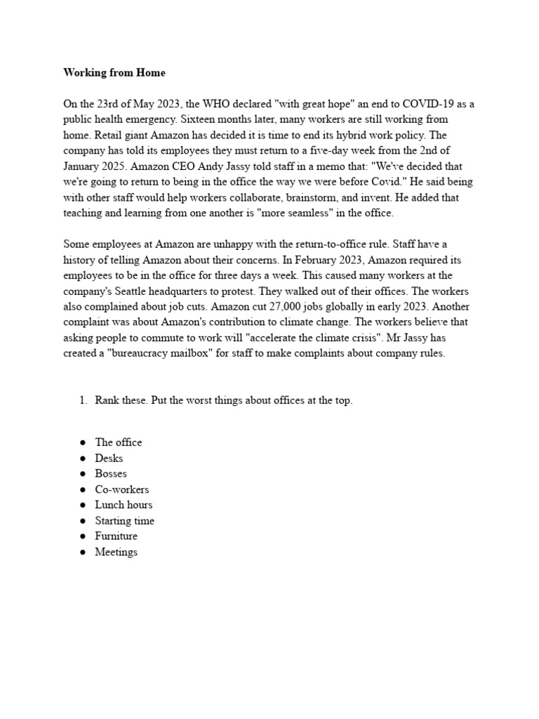 Working From Home | PDF | Business