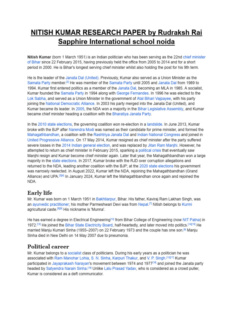 MUN Research Papers Nitish Kumar | PDF