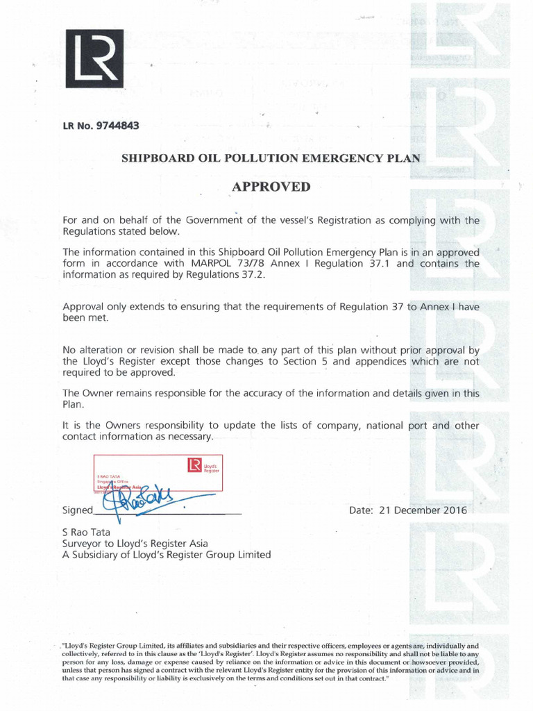 Sopep Approval | PDF