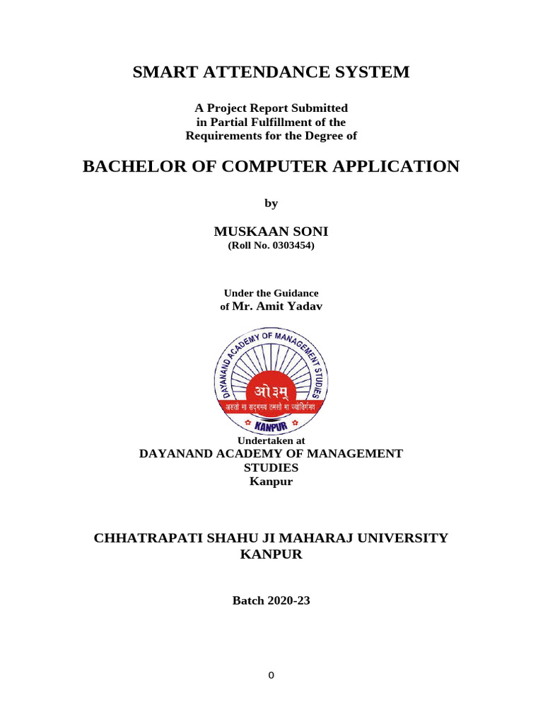 Divyanshi Gupta - FINAL YEAR REPORT ON SMART ATTENDANCE SYSTEM | PDF