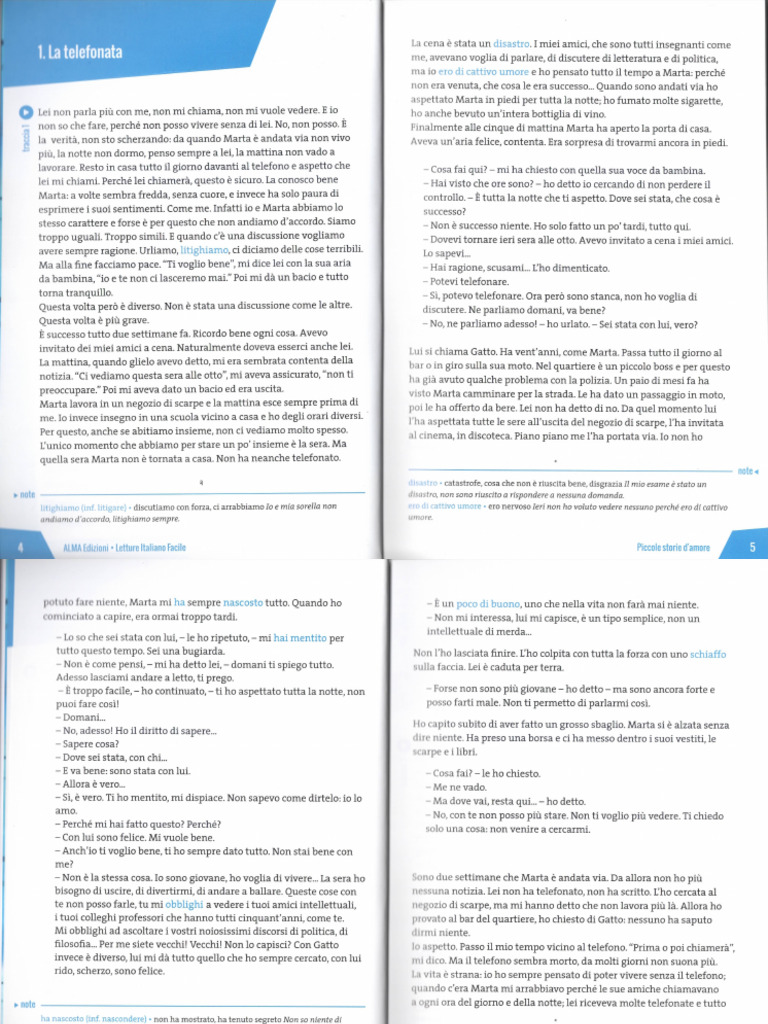 Piccole Storie D'amore Cap 1 e 2 Con Esercizi | PDF