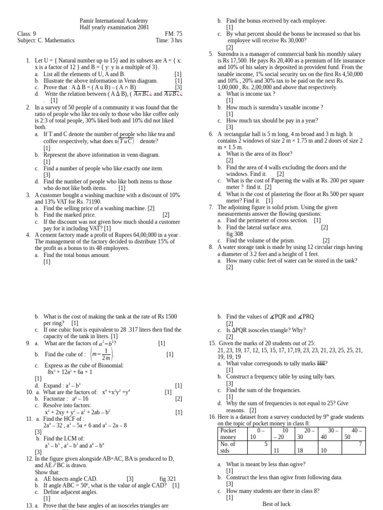 Class 9 Math | PDF