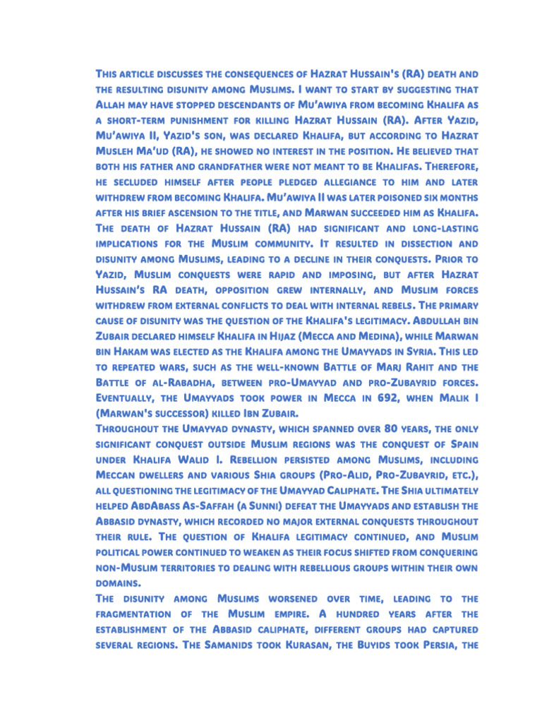 Yazid 2 | PDF | Caliphate | Husayn Ibn Ali