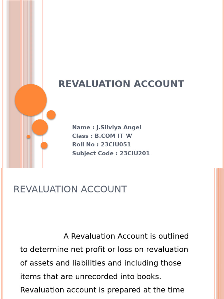 Revaluation Account | PDF