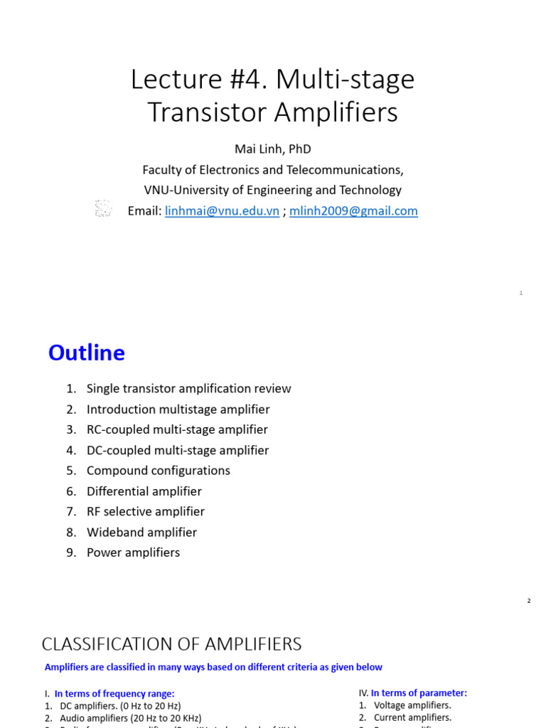 Lecture 4. Multi - Stage Transistor Amplifers | PDF