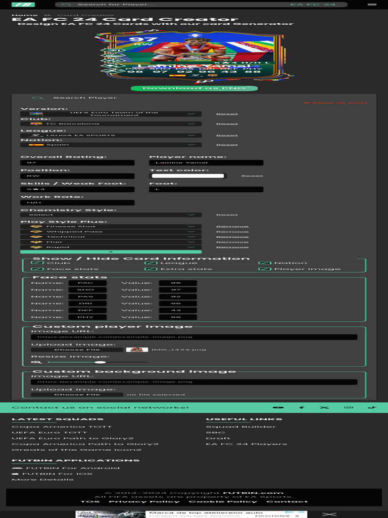 EA FC 24 Card Creator Generator FUTBIN | PDF