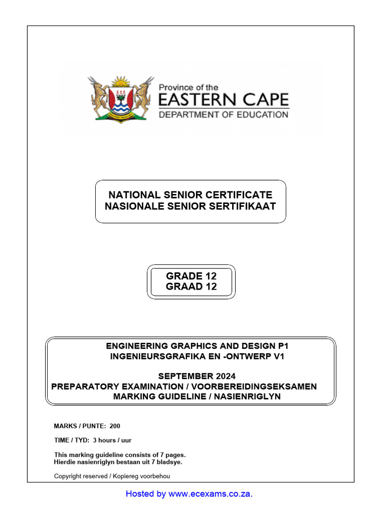 EGD P1 GR 12 MEMO SEPT2024 - Afr+English | PDF | Structural Engineering ...