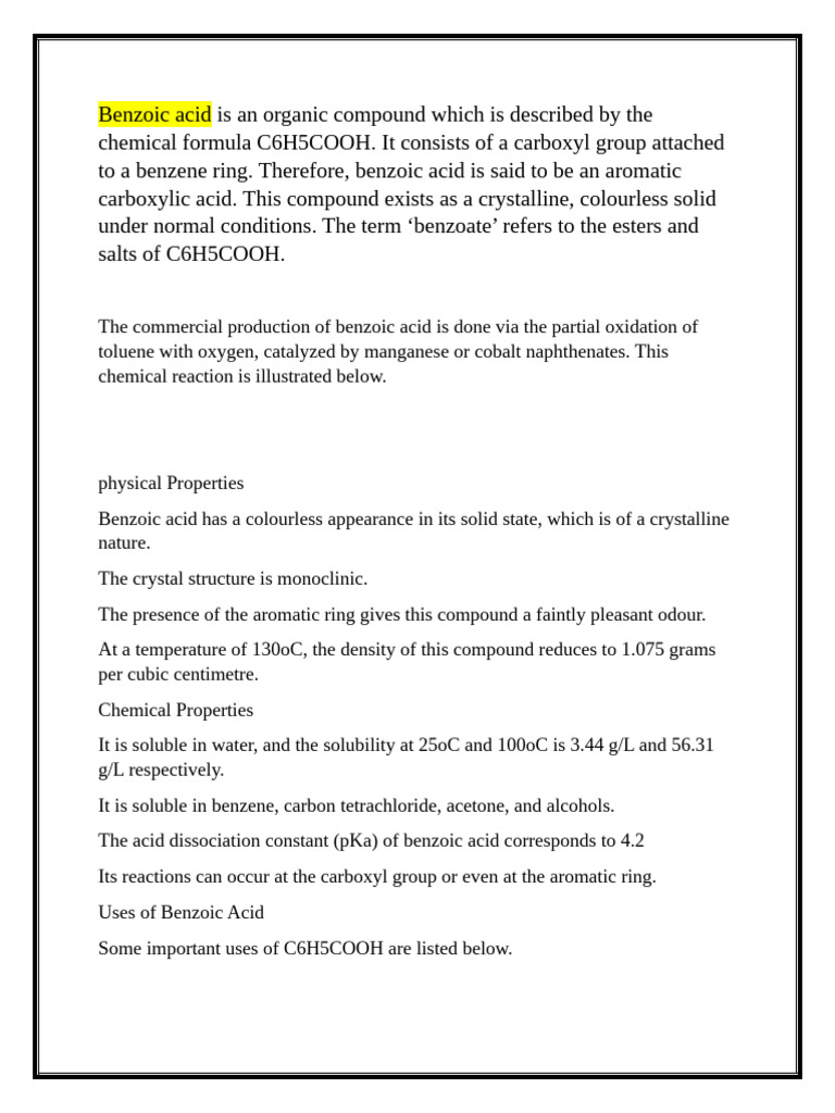 Benzoic Acid | PDF