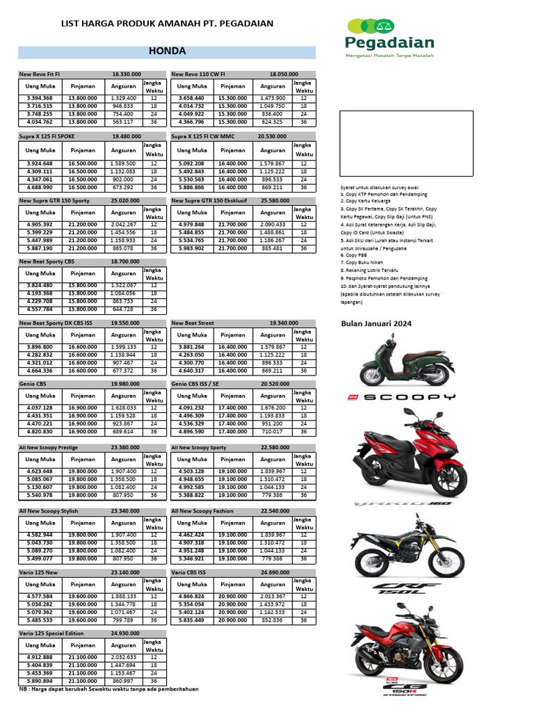 Brosur Sepeda Motor Januari 2024 CPS AR Hakim | PDF
