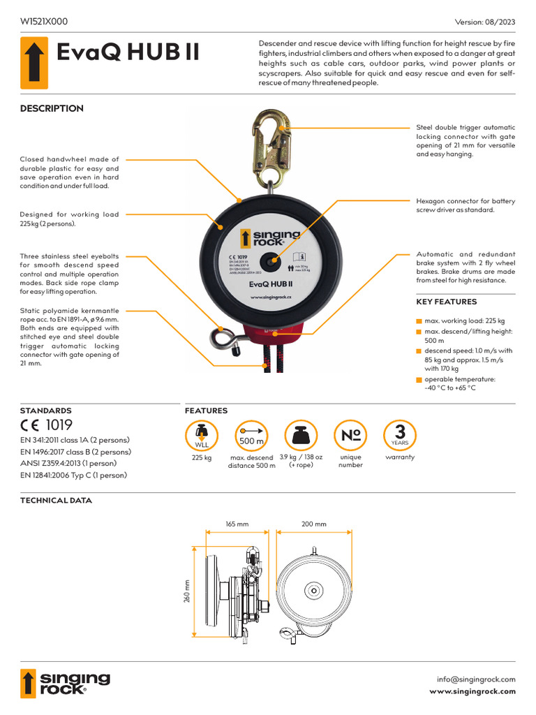 EvaQ HUB II Descender Specs & Features | PDF | Manufactured Goods