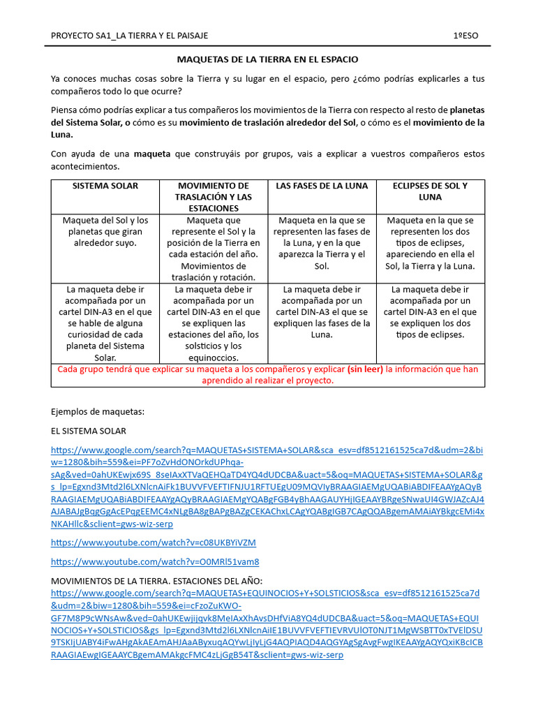 1ºc-Explicación y Rúbricas Proyecto Maquetas | PDF