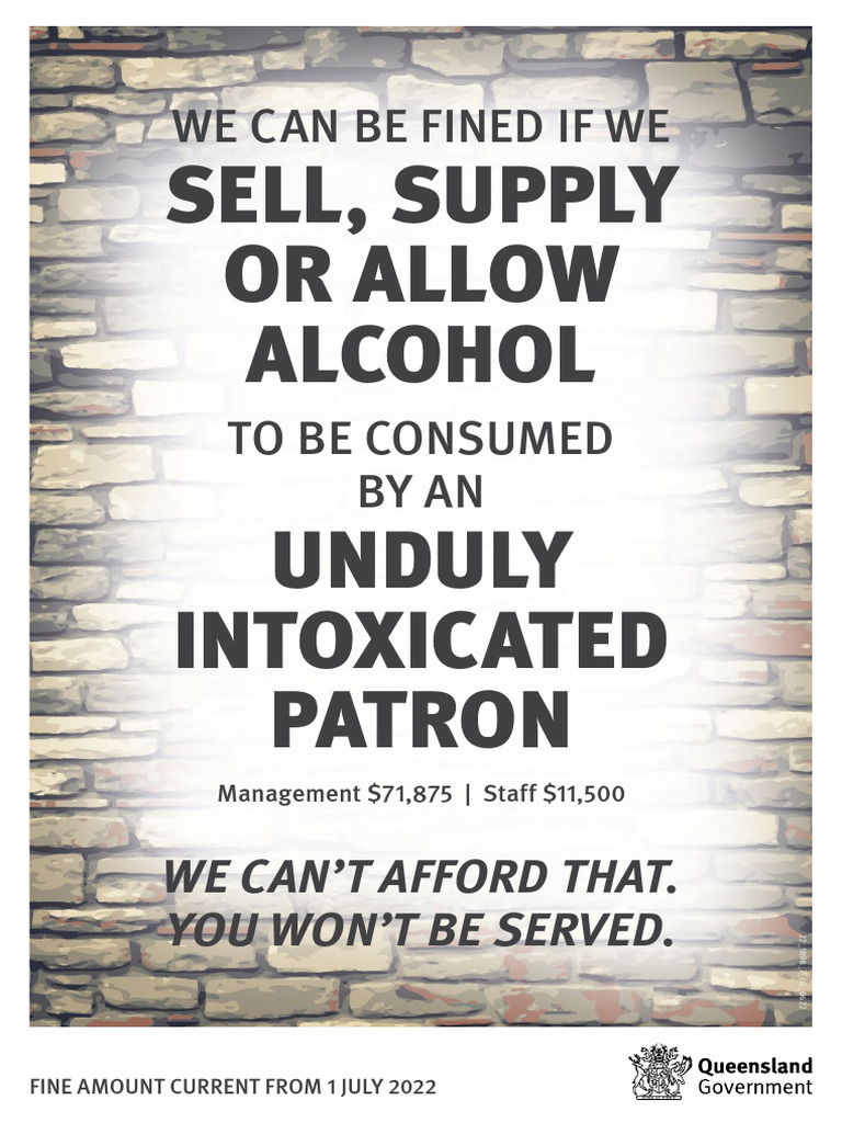 Sell Supply Allow Alcohol To Be Consumed by Unduly Intoxicated Patron ...