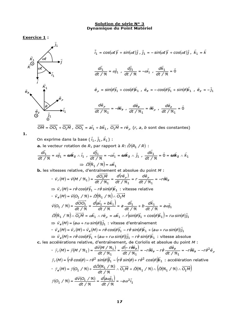 Solution de Série #3 Dynamique Du Point Matériel Exercice 1 | PDF